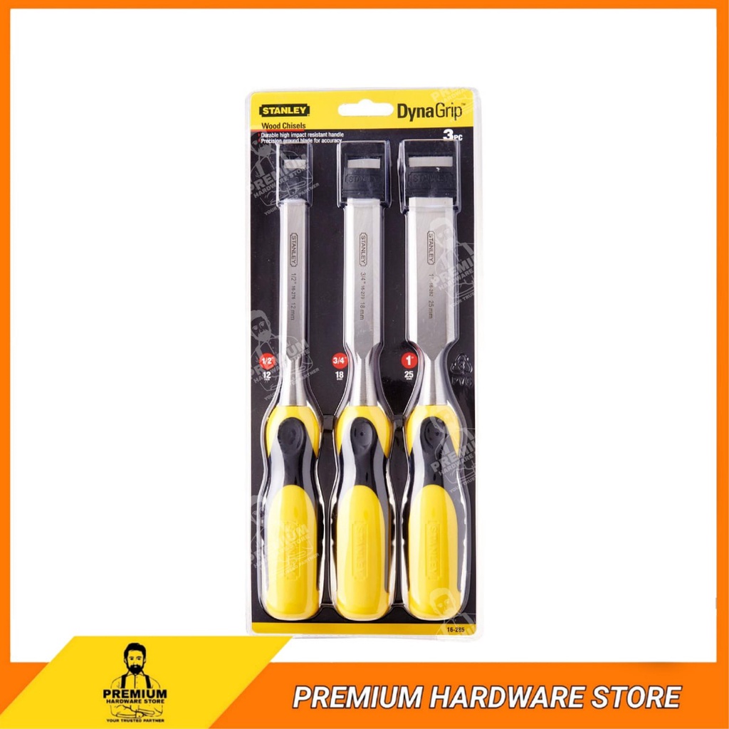 STANLEY Dynagrip Wood Chisels Set 3 Pcs Wood Carving Tool Pengukir Kayu ...