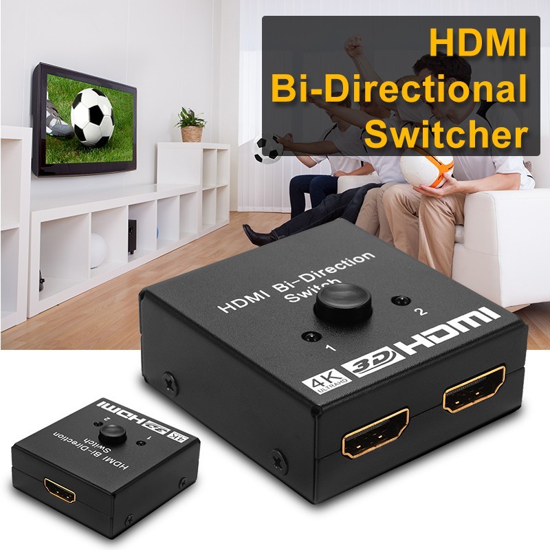 HDMI Bi Directional Switcher 4K Splitter HD 3D 2 in 1 Out 1 in 2 Out ...
