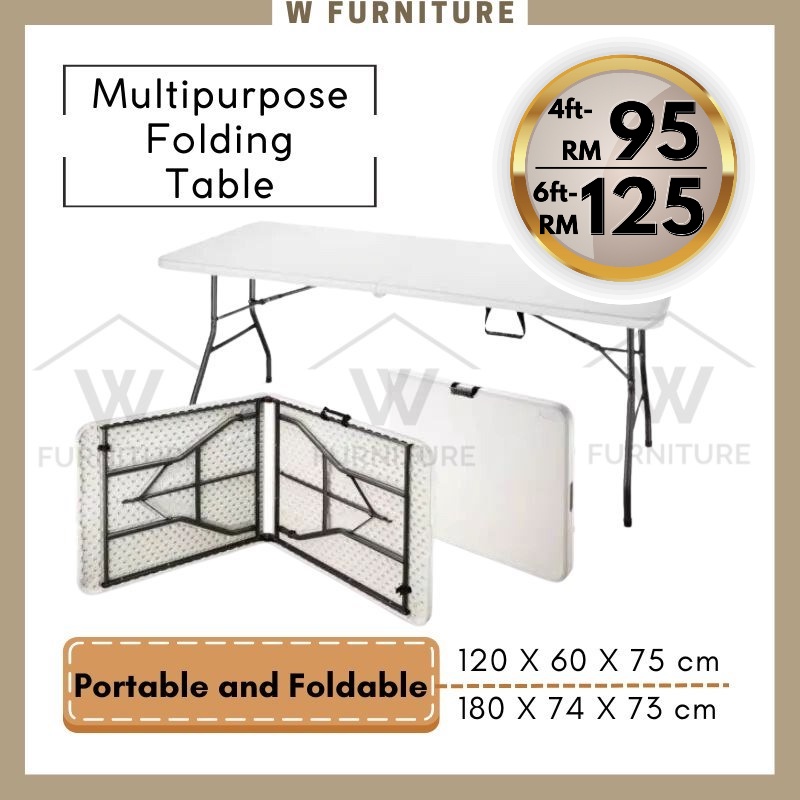 WFurniture Multipurpose 4ft 6ft Folding Table Catering/Buffet ...