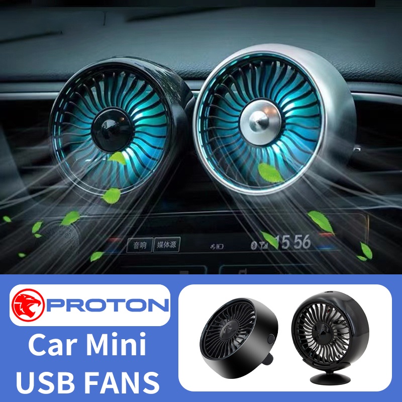 Proton Mini Car USB Fan Car Dashboard Air Outlet Colorful Lights Fan ...