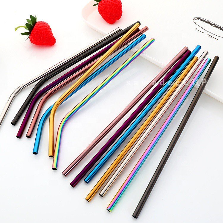 Colourful 304 Stainless Steel Metal Straw Bubble Tea Straws Straight ...