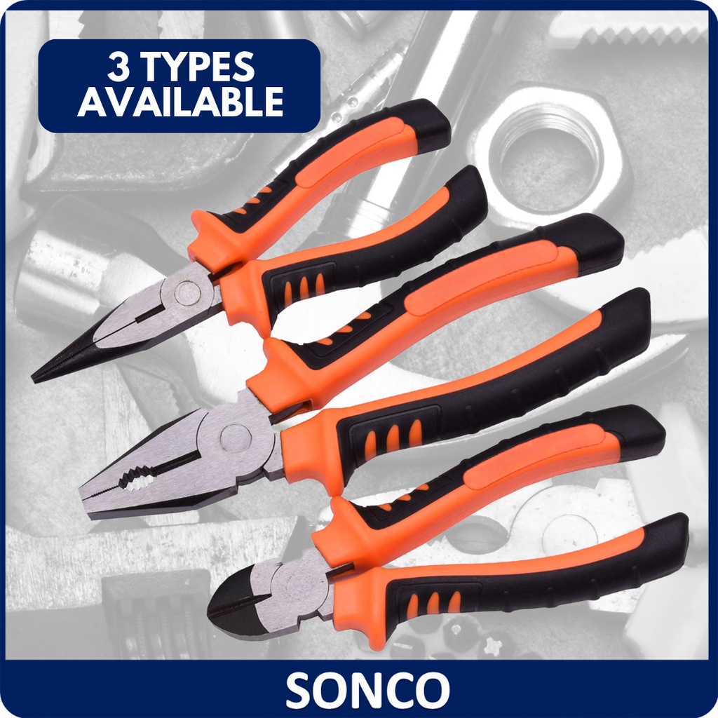 [Ready Stock] Orange Black Handle Multifunctional hand pliers HEAVY ...