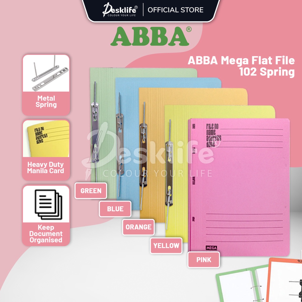 Desklife ABBA Mega 102UK Spring File Manila Flat File - (PCS) Colour ...