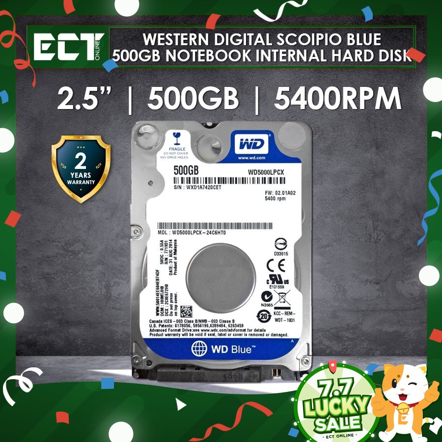 Western Digital Scorpio Blue 2.5" 500GB 5400RPM 16mb Sata Laptop Hard Disk Drive (WD5000LPCX ...