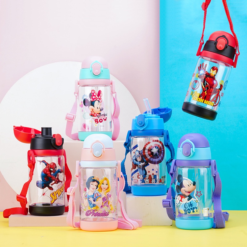 iSchoolDy Kids Cartoon Ultraman Spiderman Lotso Captain 520ML Tritan PP Water Bottle Air Botol ...