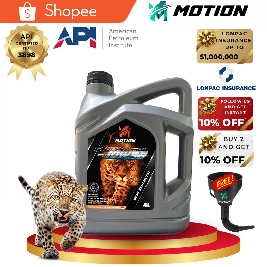 MOTION 10w30 API SP SEMI Synthetic Engine Oil Car Lubricant Oil 4L ...