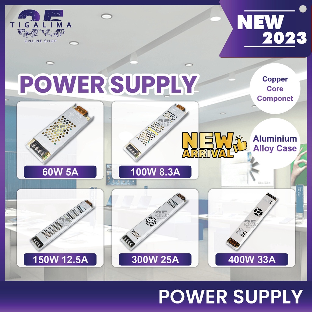 Ultra Thin Power Supply 12V AC To DC 5A 60W / 8.3A 100W / 12.5A 150W ...