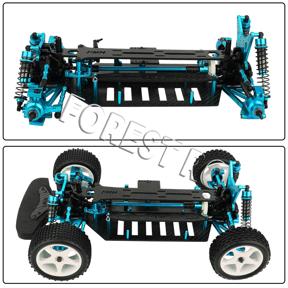 Metal & Carbon Fiber Full Chassis Frame Body Kit with Shock Absorbers Wheels Gearbox for 1/10 ...