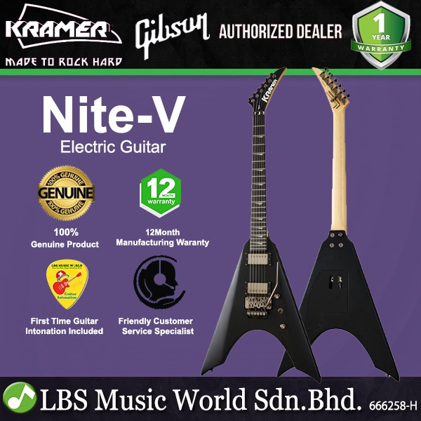 KRAMER Nite-V Flying V Electric Guitar HH Pickup with Ebony Fingerboard ...