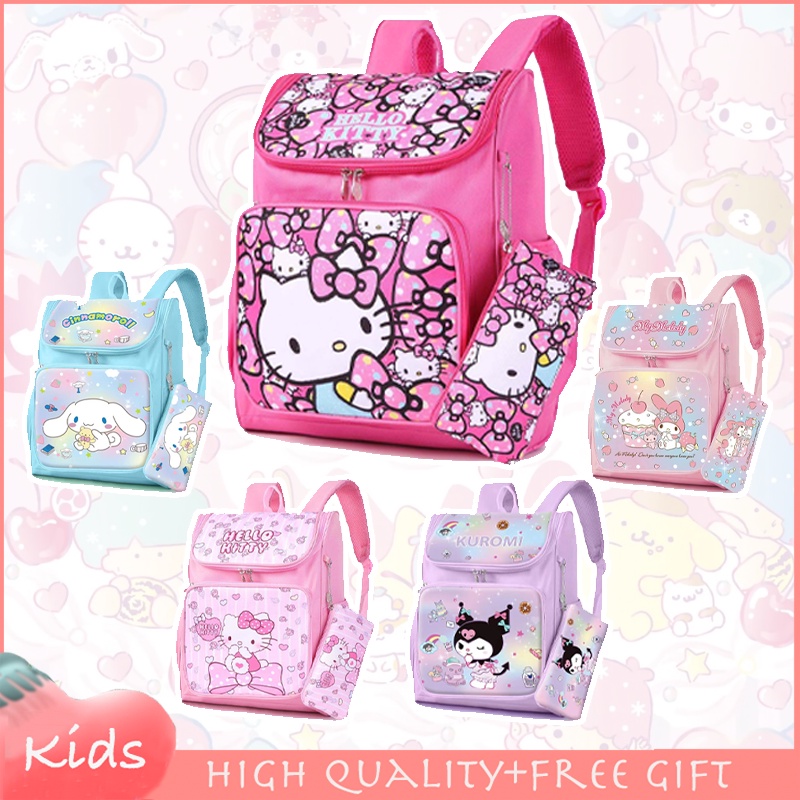 Anime Blue Backpack Pink School Bag For Kids Girl Hello Kitty My Melody ...