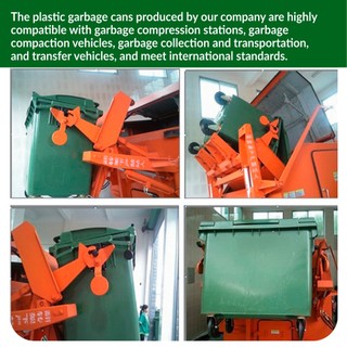660L Tong Sampah Besar Hijau Bertutup Beroda Outdoor Dustbin with Wheel ...