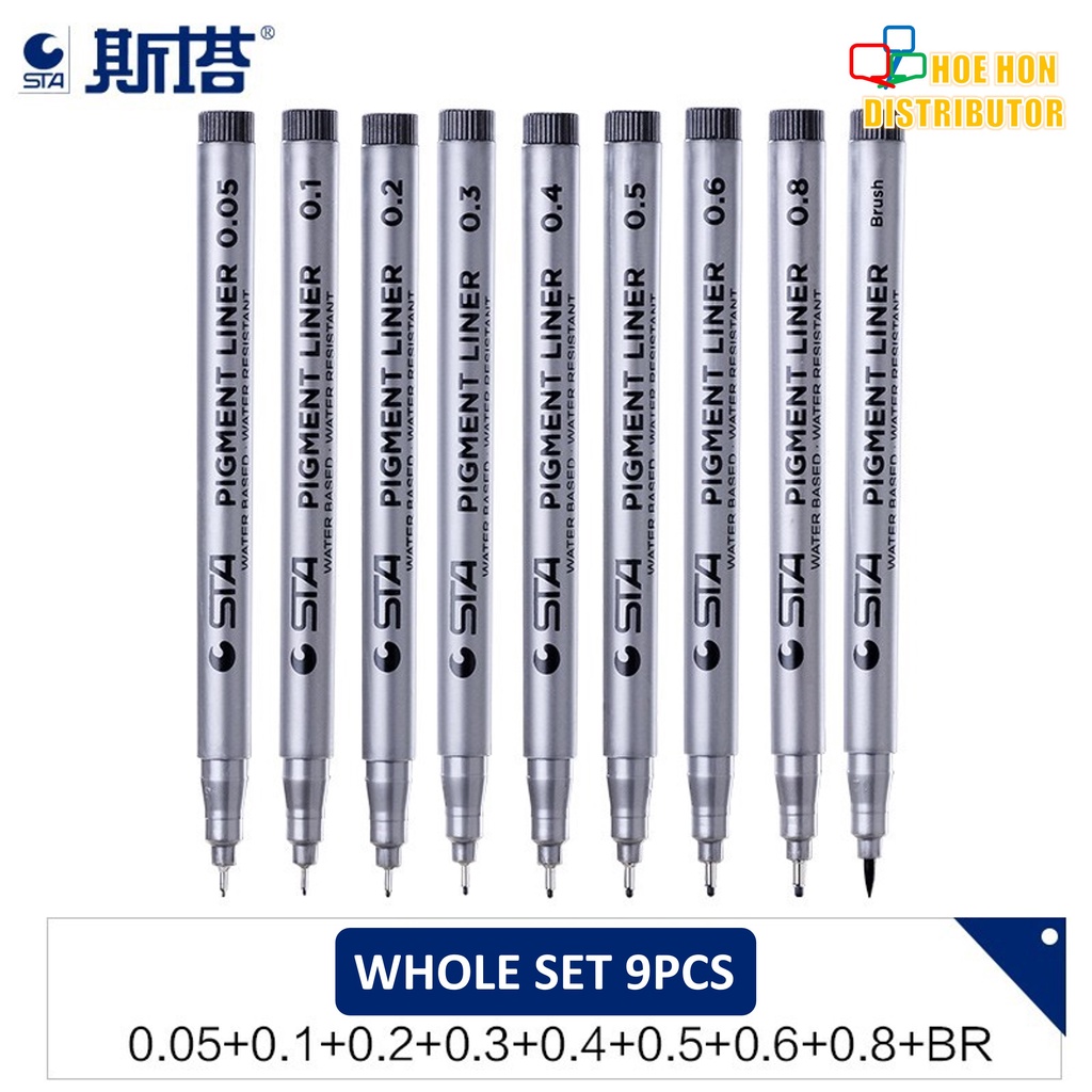 STA Pigment Liner 9pcs 1 Set Fineliner Artist Architect Sketch Designer ...