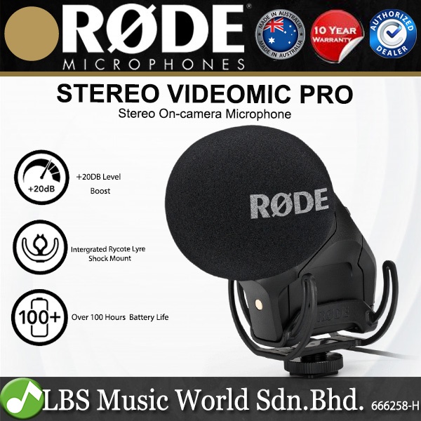 Rode Stereo VideoMic Pro Stereo On Camera Microphone Super Cardioid ...