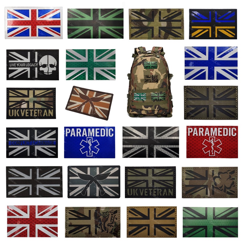 Velcro Patch UK Union IR Reflective UK Flag Patch British Reflector ...