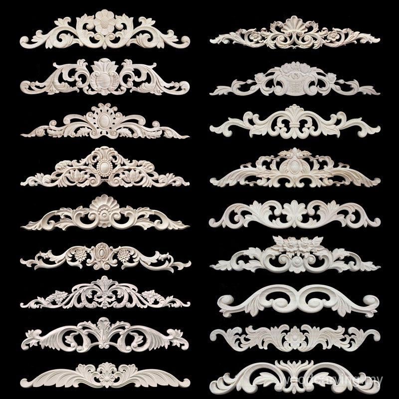 Vintage wood carved corner onlay applique Wood decals for furniture ...