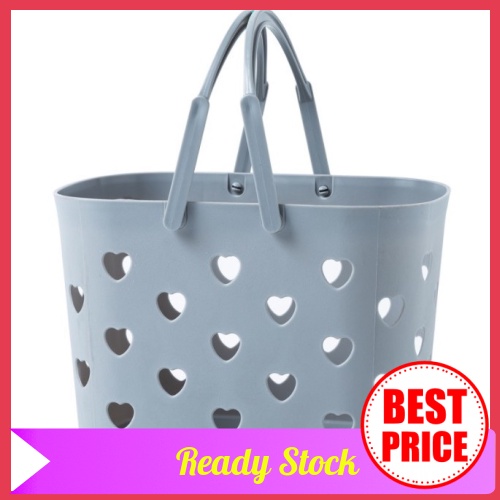 Nordic Portable Hollow Shaped Bath Storage Basket Grey Color Bakul ...