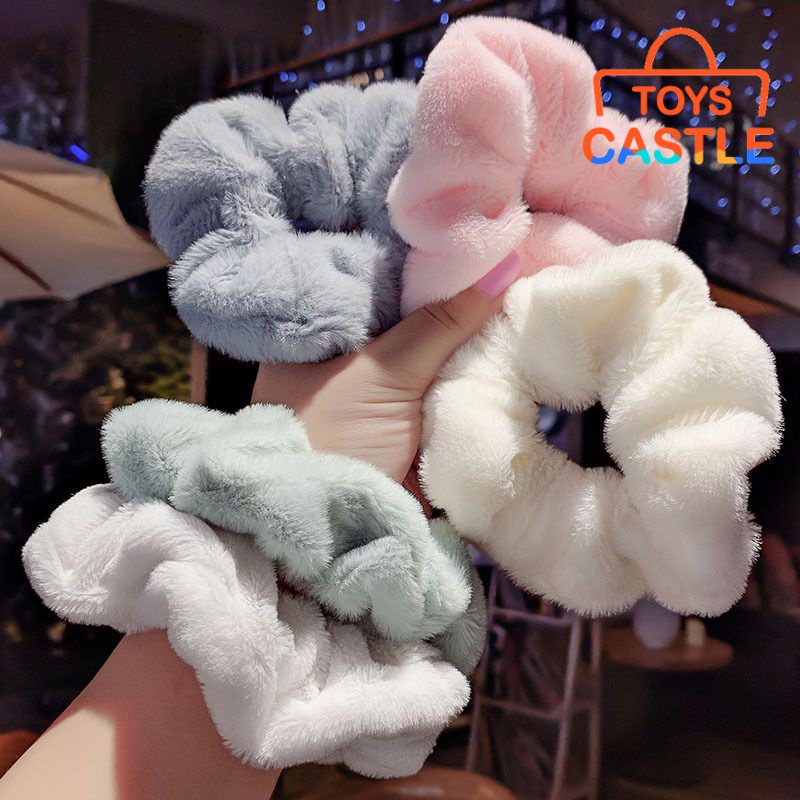 【Fast Shipping】Plush Scrunchies Korean Elastic Hair Band fur hair ties ...