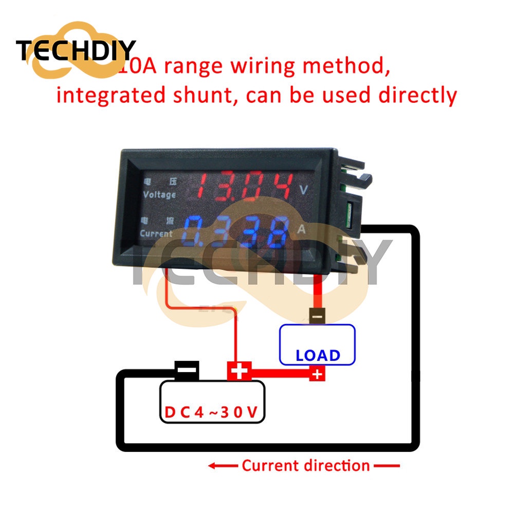 M4430 DC 100V 200V 500V 10A Electronic Digital Voltmeter Ammeter 0.28'' LED Display Voltage ...