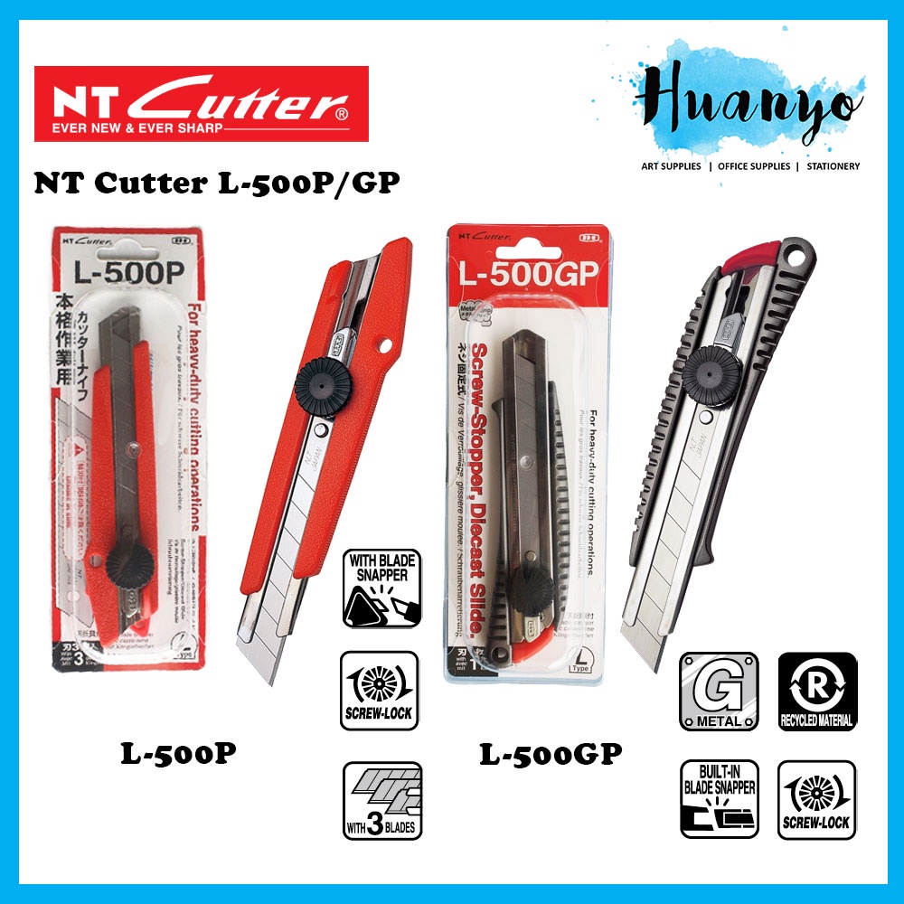 NT Cutter L-500P/L-500GP Cutter Knife Screw-Locking-System Durable ...