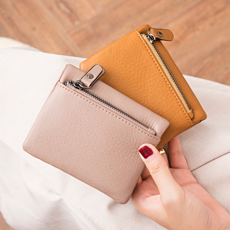 Short Wallet Women Soft Leather Student Bifold Coin Purse | Shopee Malaysia