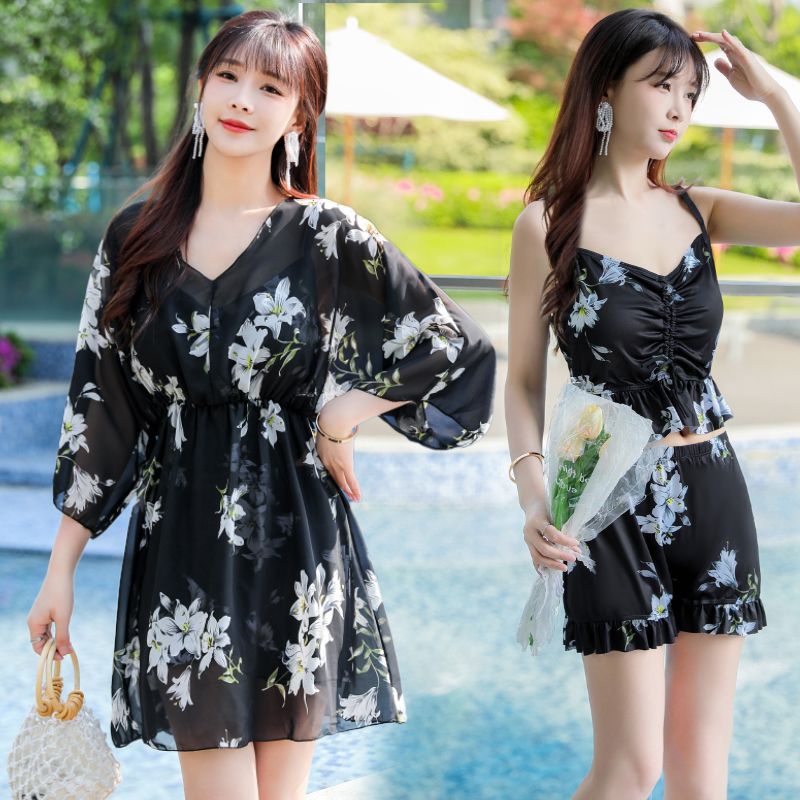Swimsuit Women Plus Size Fat Mm100kg Split Three Piece Set Cover Belly