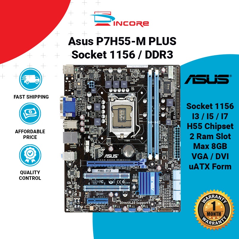 Asus / Gigabyte H55 Motherboard Intel Socket 1156 DDR3 H55 P7H55 LX VGA ...