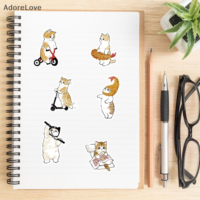 ADL 64Pcs Cute Cat Cartoon Stickers Aesthetic Kawaii Animal Decals Kids ...