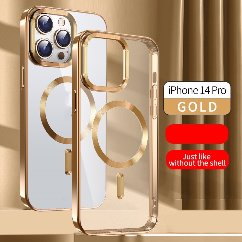 Luxury Ultra-thin Plating Magnetic Clear Case for IPhone 15 14 11 12 13 Pro Max 14 15 plus Case ...