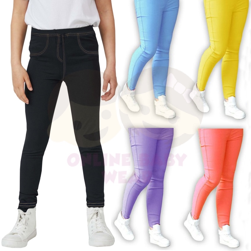 (2Y-12Y) Girls ULTRA SOFT Cotton Jegging Jean Stretchable Long Pant ...