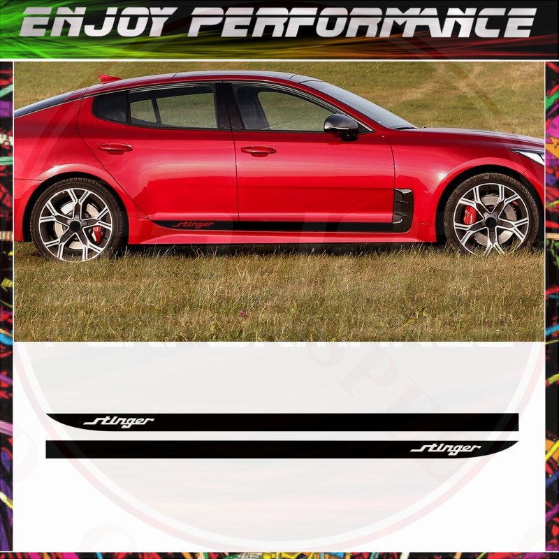 Carbon Fiber Sport Stripes Car Door Side Skirt Vinyl Decal For KIA ...