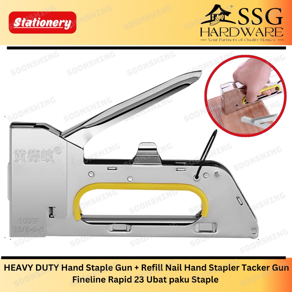 Heavy Duty Staple Gun Stapler Stapling Machine Kayu Baiki Sofa ...