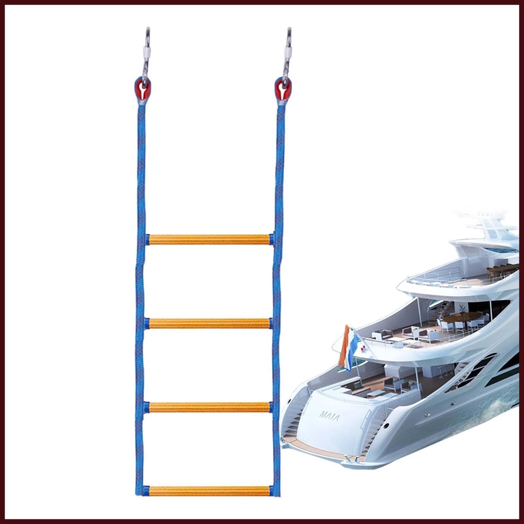 Portable Boat Ladder 4 Step UV Resistant Folding Assist Boarding Rope ...