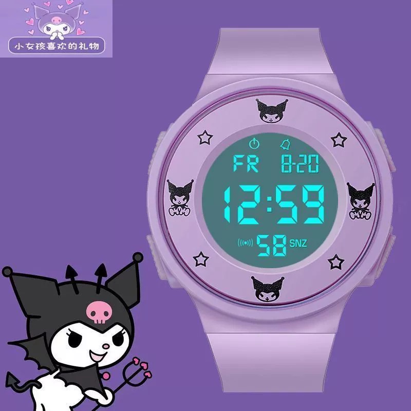 Sanrio Kuromi LED Light Watch for Kids Girls Silicone Strap Round ...