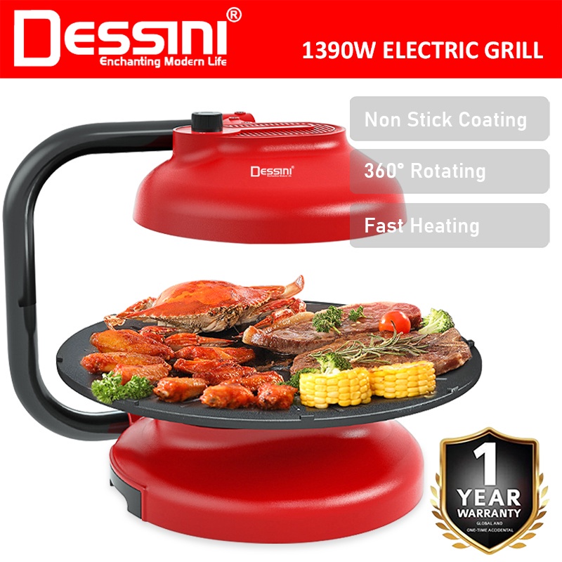 DESSINI ITALY Infrared Electric BBQ Grill Steak Frying Pan Teppanyaki ...