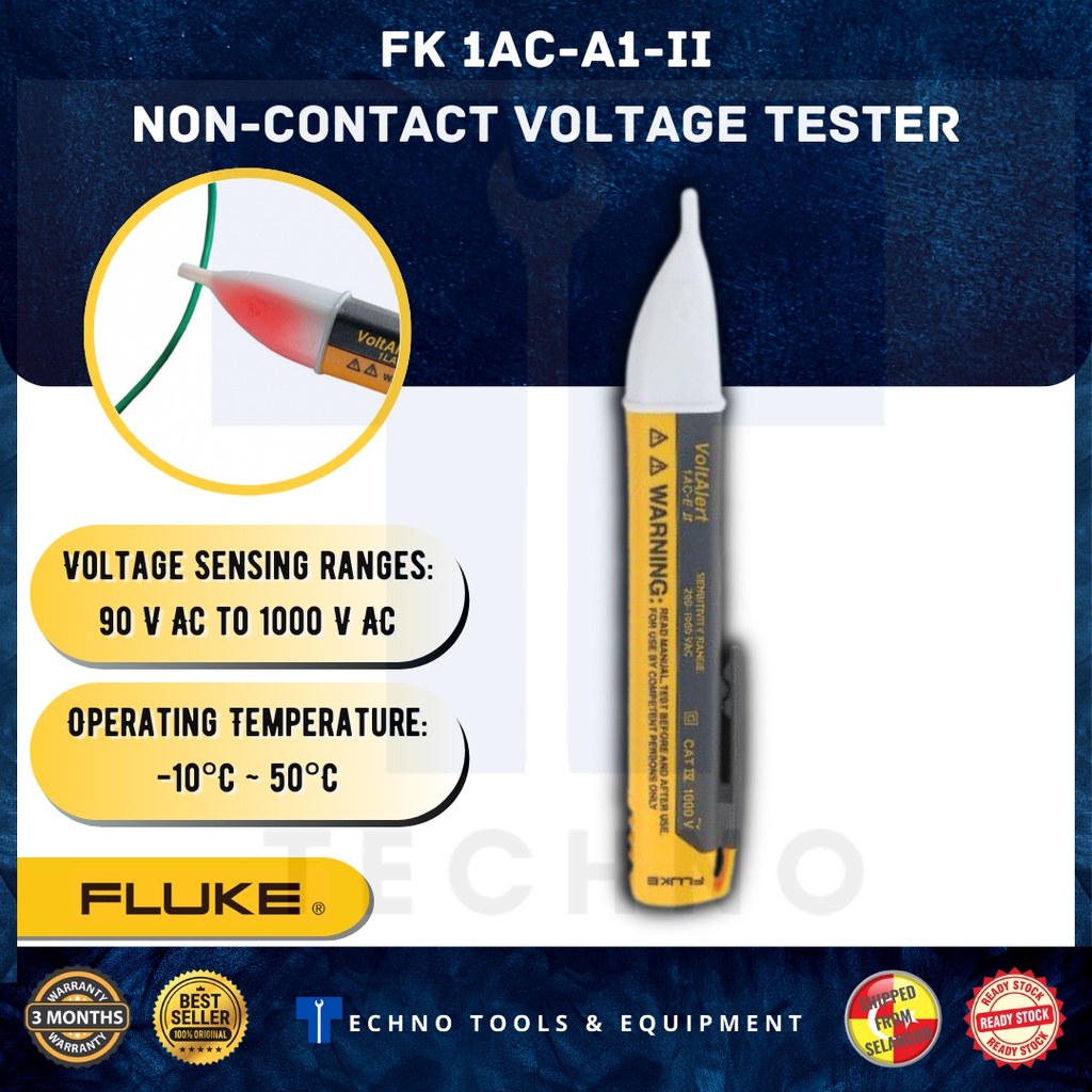 FLUKE 1AC-A1-II TESTER (VOLTAGE ALERT CAT IV 1000V) FK-1AC-A1-II ...