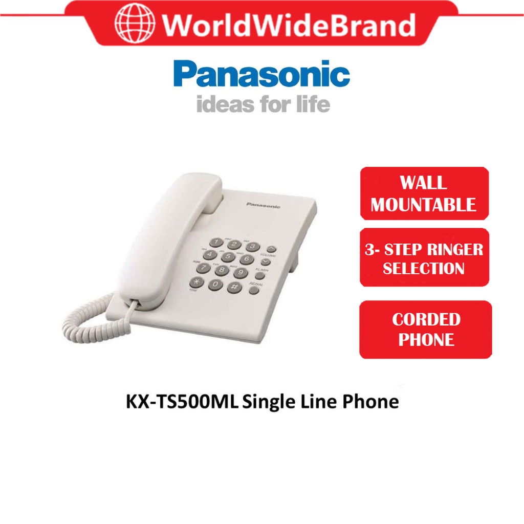 [WHITE] PANASONIC KX-TS500 Single Line Phone Home Office Landline ...