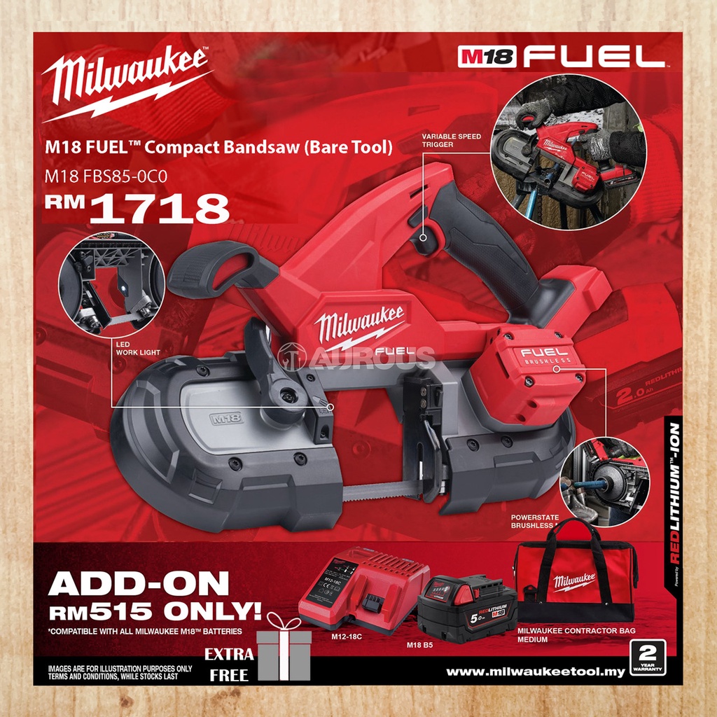 MILWAUKEE M18 FUEL COMPACT BANDSAW M18 FBS85-0C0 (BARE TOOL) | Shopee ...