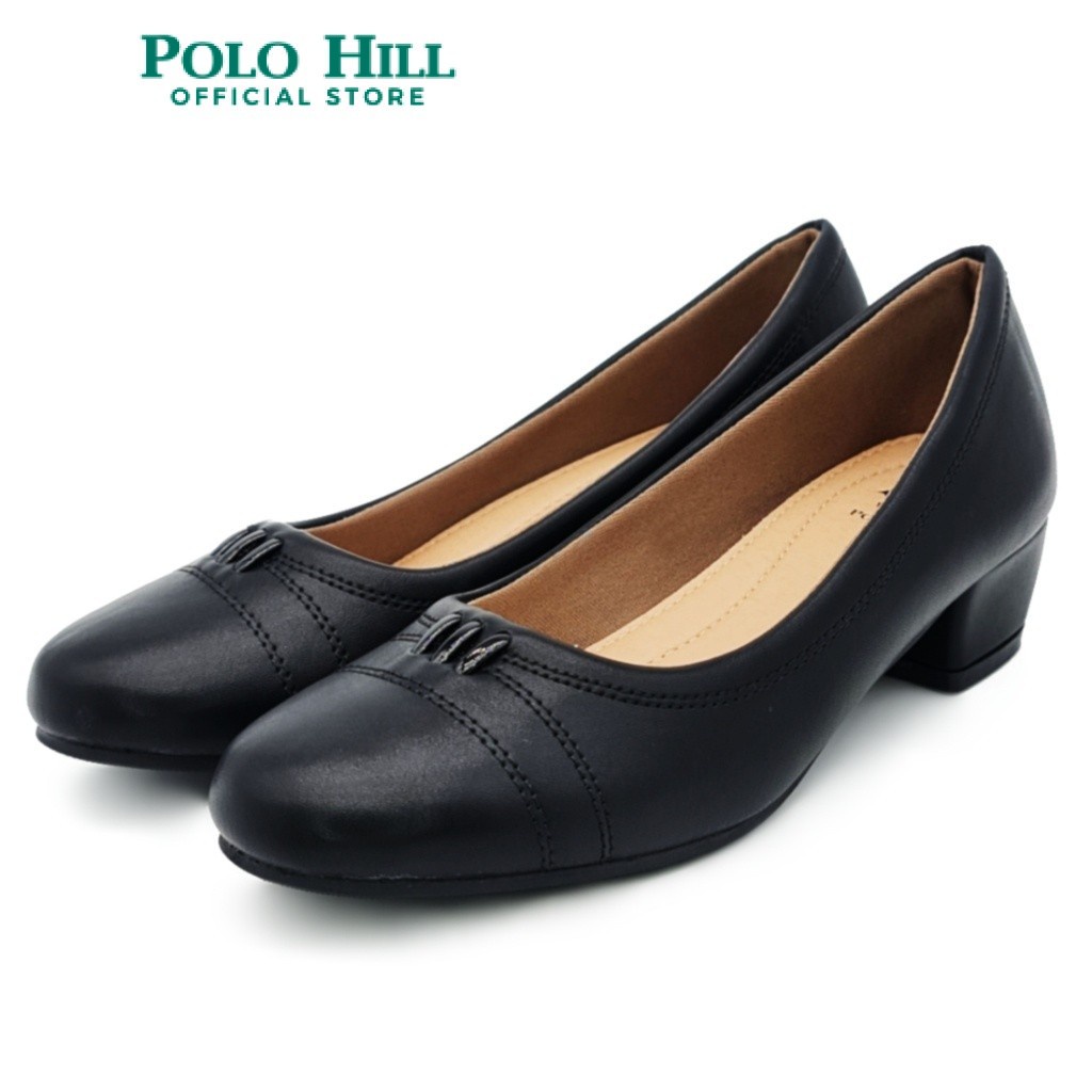 POLO HILL Ladies Slip On Rounded Court Shoe Heels PHS-OF-102 | Shopee ...