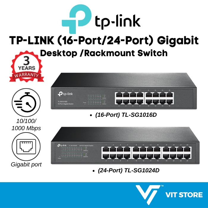 Tp-link (16-Port / 24-Port) Gigabit Desktop/Rackmount Switch (TL-SG1016D/ TL-SG1024D) | Shopee ...