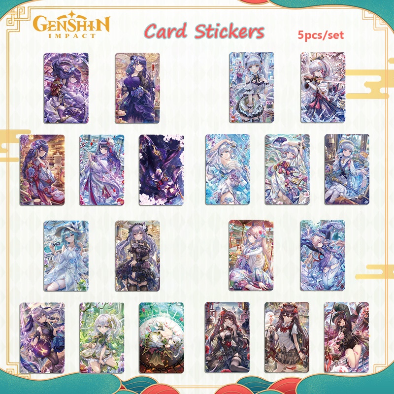 [Genshin Impact Crystal Card Sticker] 5 Pieces a Set Raiden Shogun Yae ...