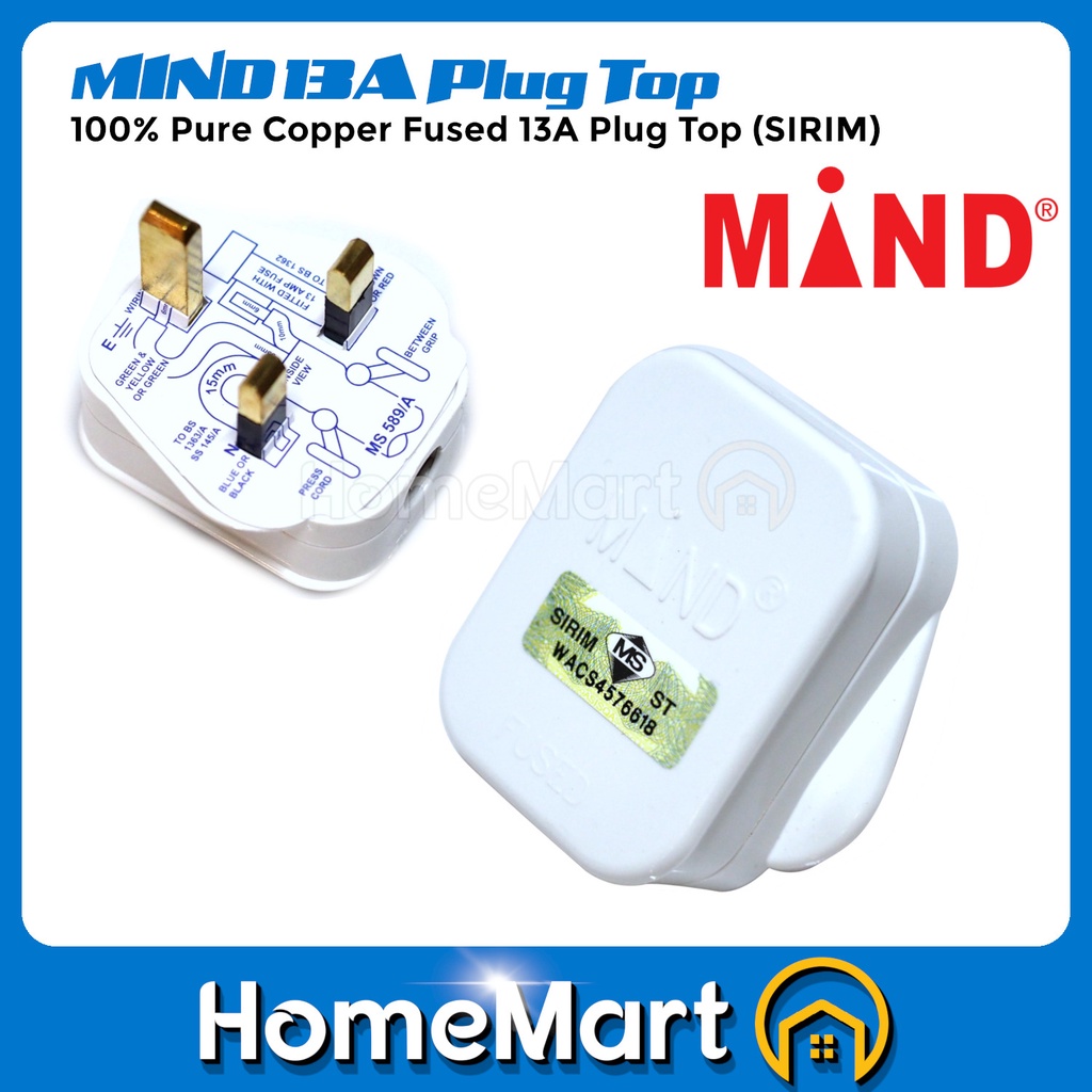 MIND High Quality 13A Plug Top Fuse Plug Top 250V 13A | Shopee Malaysia