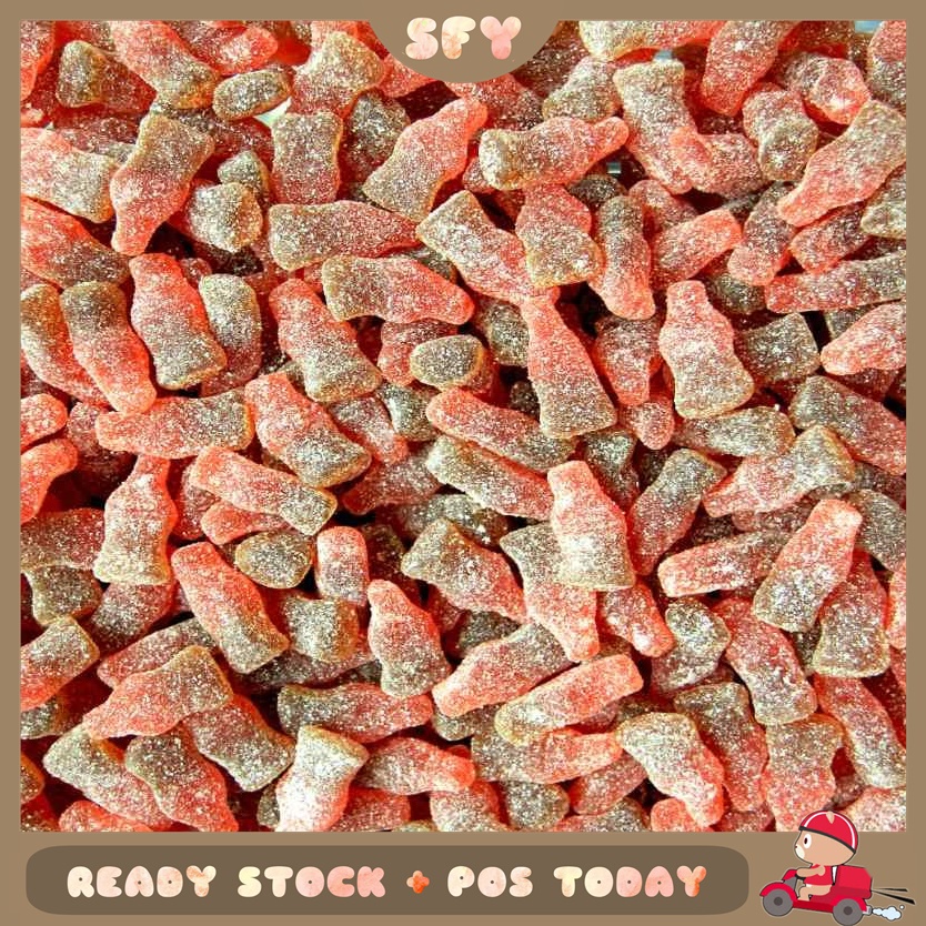 HALAL 100g Haribo Sour Fizz Cherry Cola Bottles Gummy Candy Gula Jelly ...