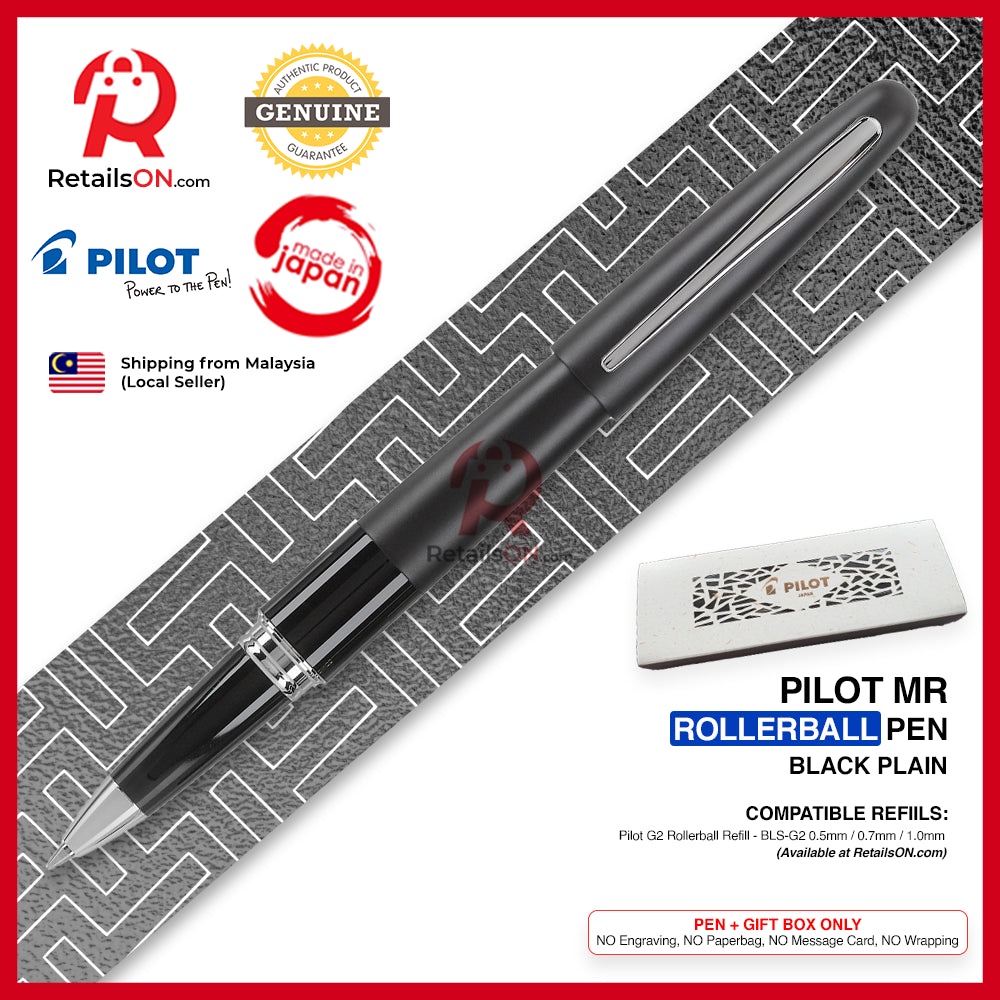 Pilot Metropolitan MR Rollerball Gel Pen - Black Plain - Refill Black ...