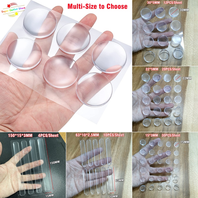 1 Sheet Clear Soft Silicone Door Stopper Bumper Mute Stickers Wall ...