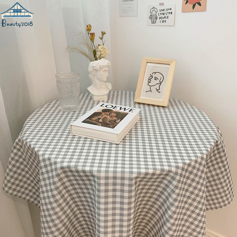 Stripe Grid Table Cloth Home Dining Tablecloth Cover Round Table Decor ...