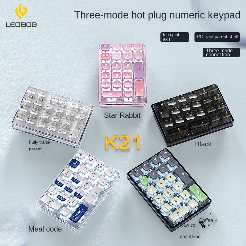 LEOBOG K21 Wireless Trimode Transparent Numeric Keypad Mechanical ...
