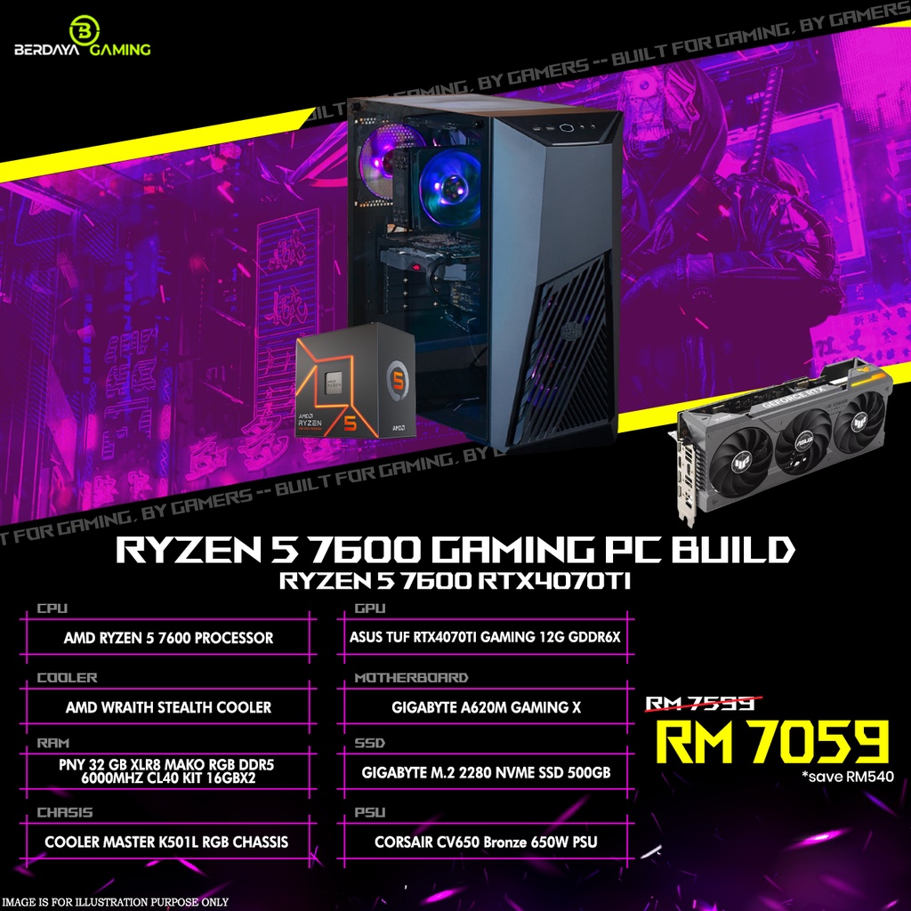 AMD RYZEN 5 7600 GAMING PC BUILD | Shopee Malaysia