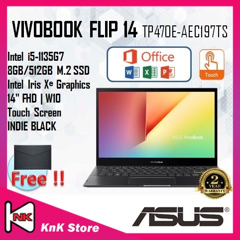 ASUS VIVOBOOK FLIP 14 TP470E-AEC197TS 14 TOUCH FHD LAPTOP INDIE BLACK ...