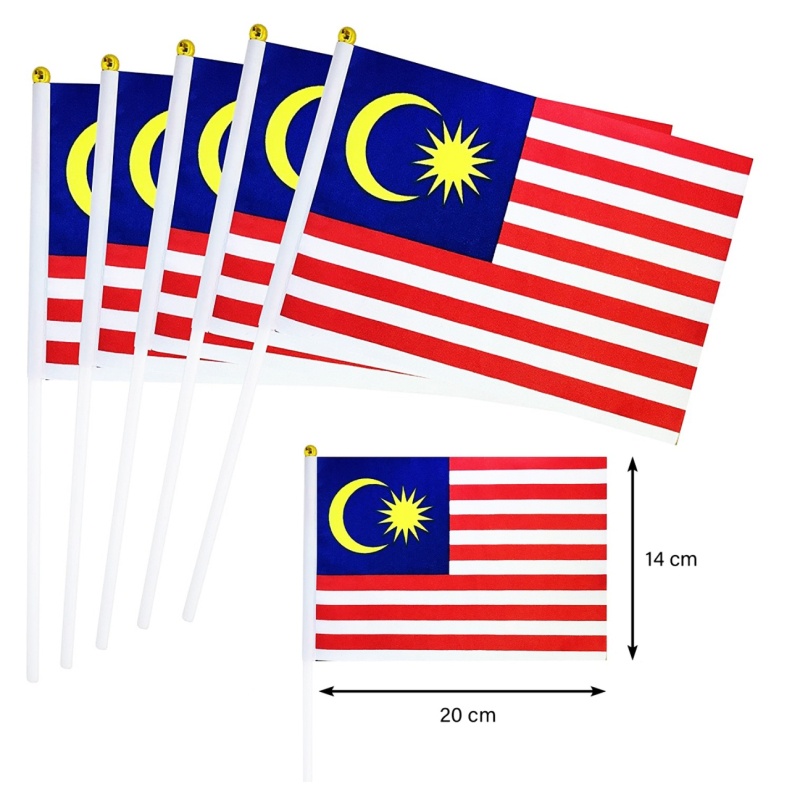 Hand Flag Malaysia Polyster Bendera Tangan Malaysia 20cm x 14cm Merdeka ...