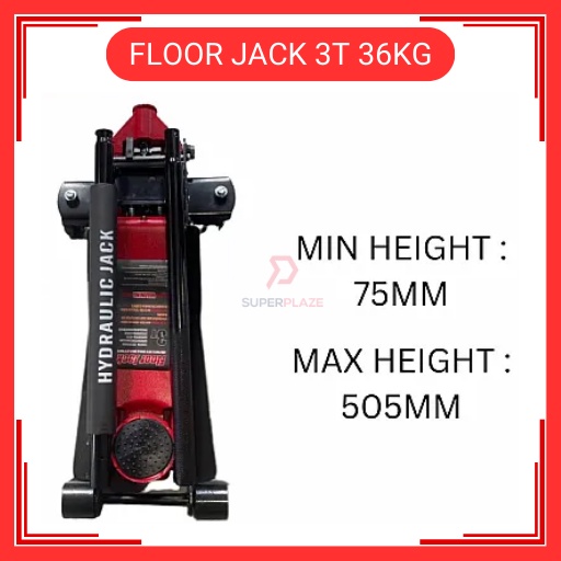 Floor Jack Low Profile 3 Ton Double Pump 36KG Jek Tayar Kereta Low ...